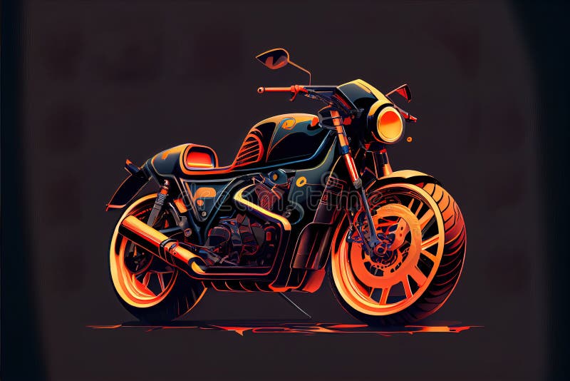 A Motorcycle is Shown in a Digital Painting Style Stock Illustration ...