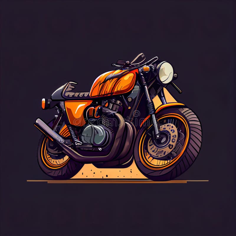 A Motorcycle is Shown in a Stylized Style on a Dark Background with a ...
