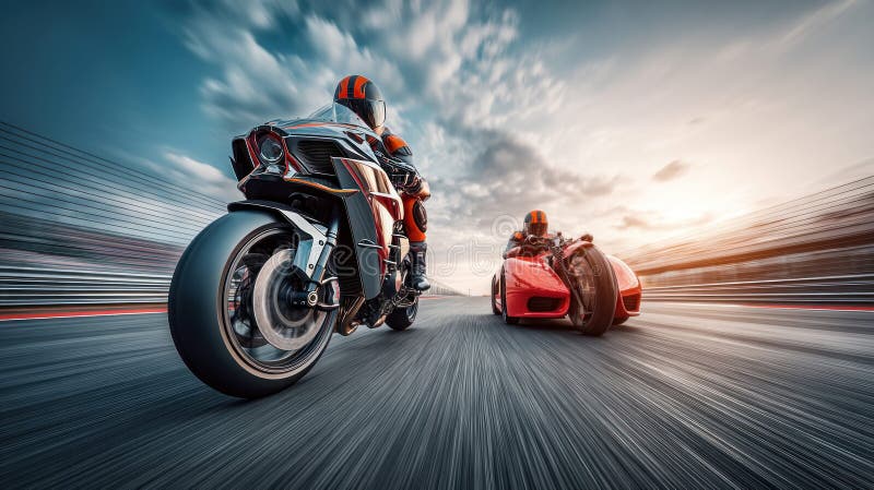 Motorcycle and Sidecar Speeding Down a Track, Capturing the Excitement ...