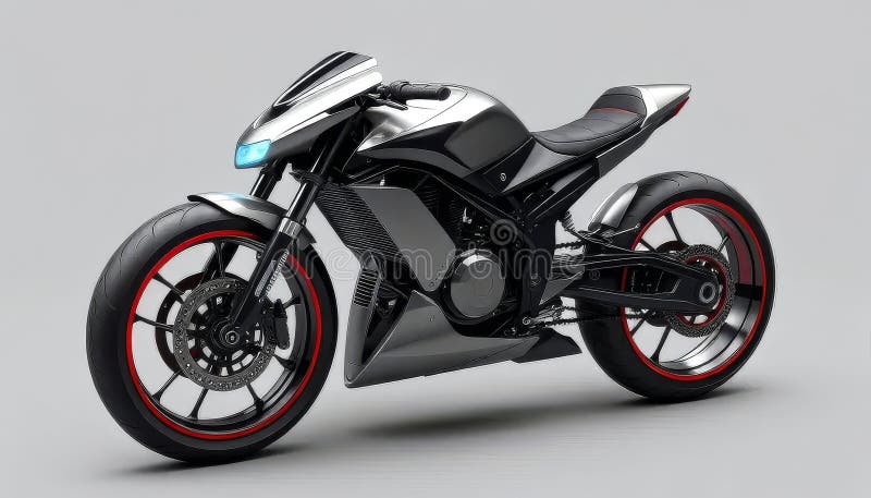 Motorcycle with a Silver Frame and Red and Black Accents Stock Photo ...