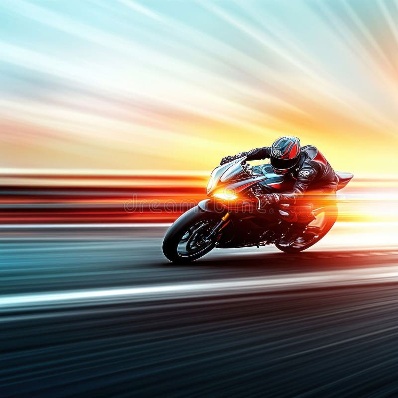 Motorcycle Speeding on a Race Track Stock Illustration - Illustration ...