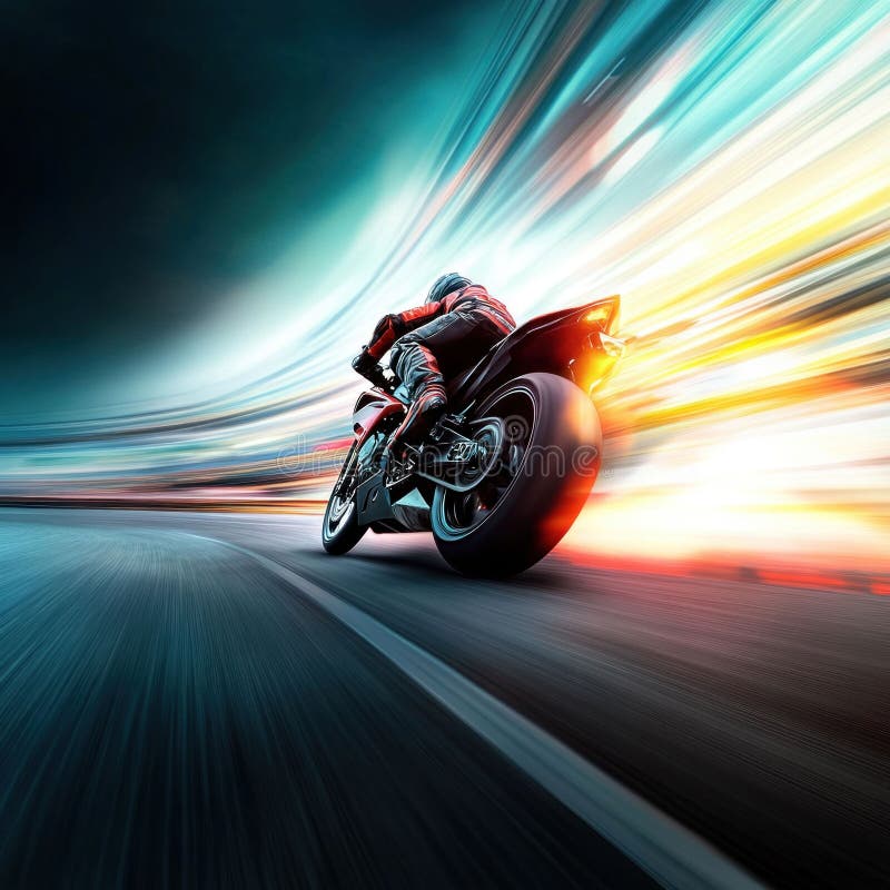 Motorcycle Speeding on a Race Track Stock Illustration - Illustration ...