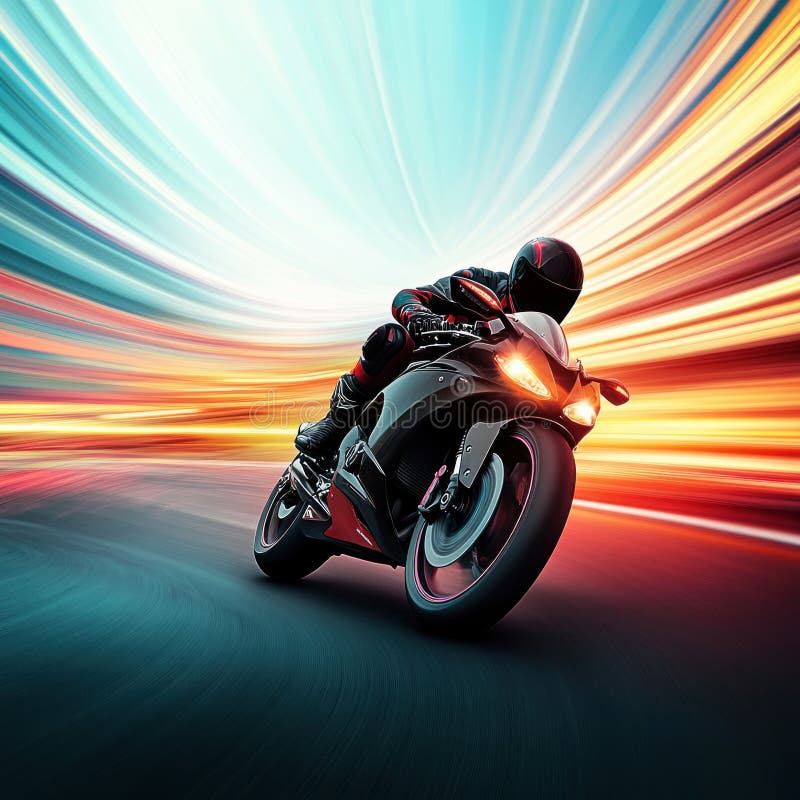 Motorcycle Speeding on a Race Track Stock Illustration - Illustration ...
