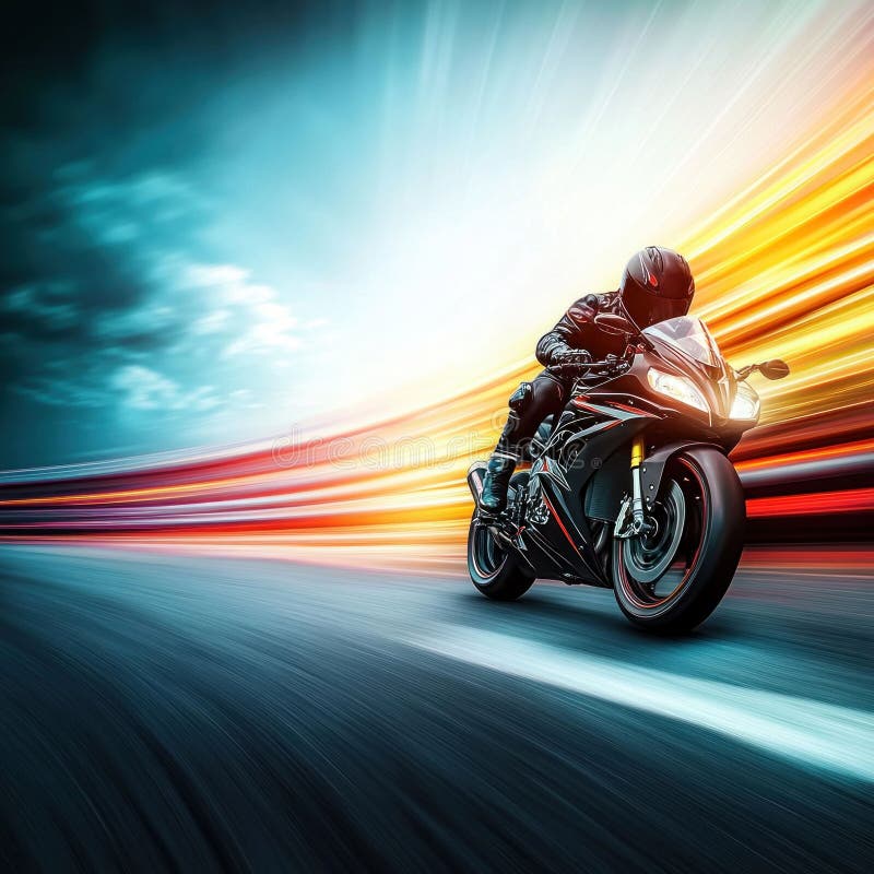 Motorcycle Speeding on a Race Track Stock Illustration - Illustration ...