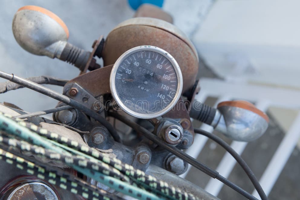 Motorcycle speedometer stock photo. Image of chrome, vintage - 92442580