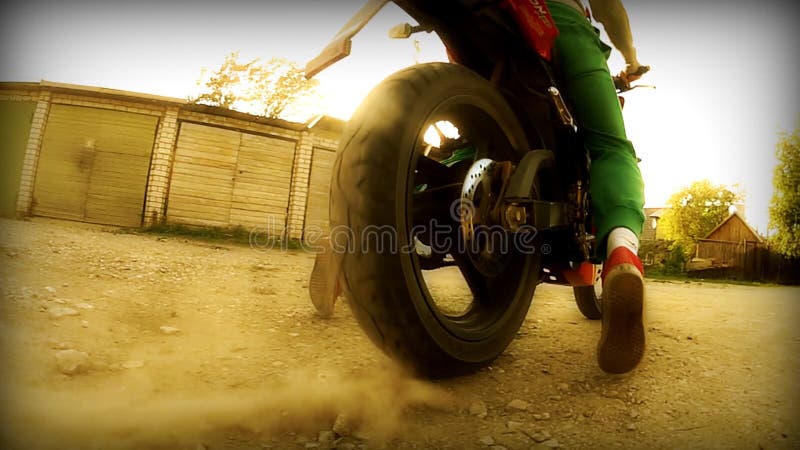 Motorcycle Spinning Wheel, Close Up Slow Motion Stock Footage - Video ...