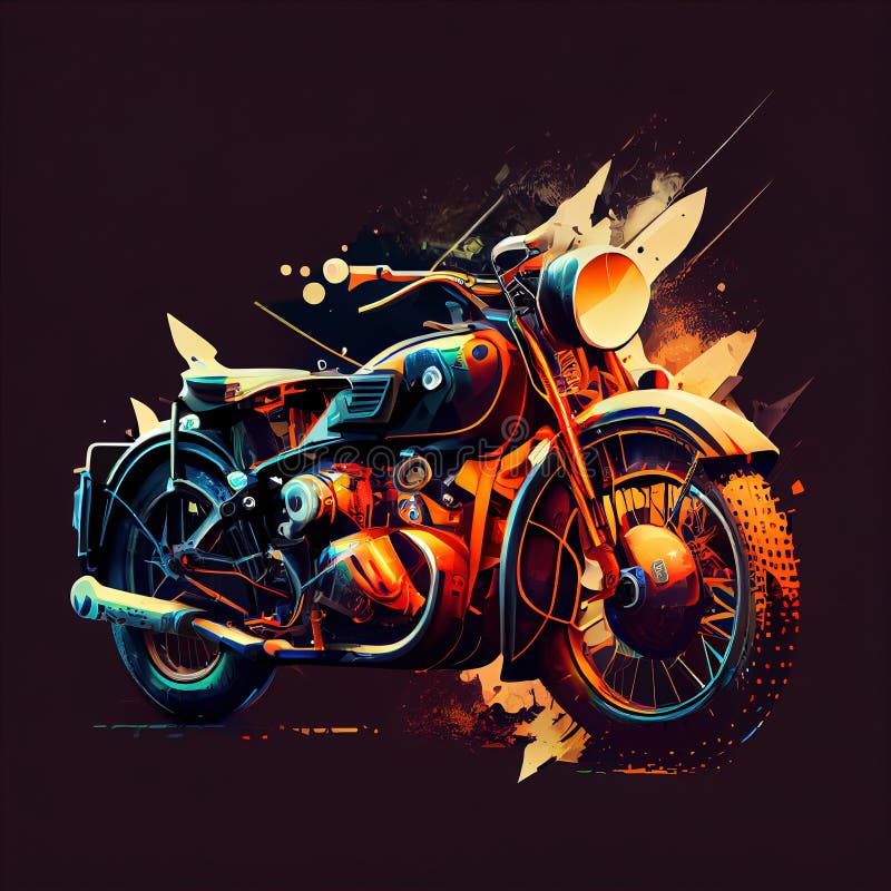 A Motorcycle with a Splash of Paint on it S Side and a Black Background ...