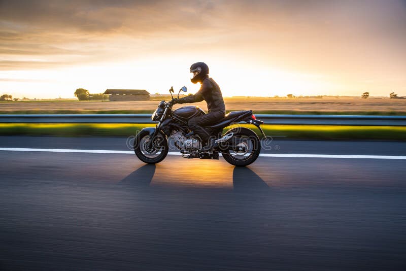 Motorcycle Sunset editorial image. Image of fields, green - 43725970