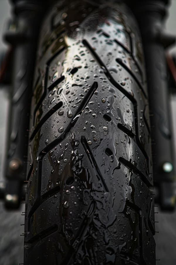 A Motorcycle Tire with Water on it Stock Image - Image of chain, pillar ...