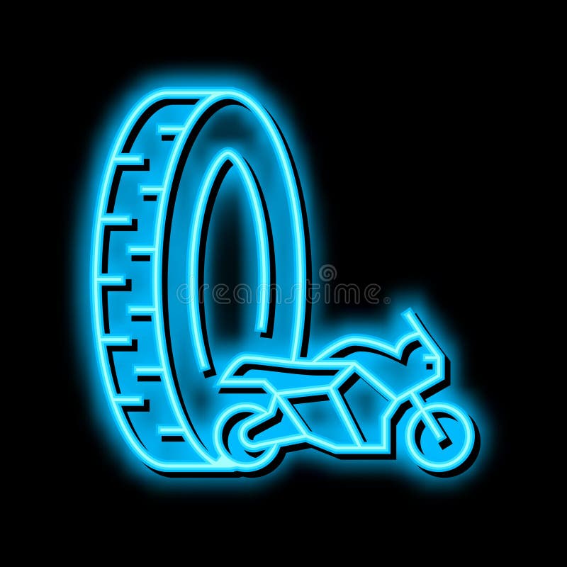 Motorcycle Tires Neon Glow Icon Illustration Stock Vector ...