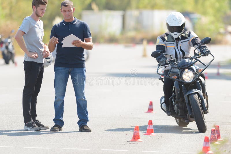 Motorcycle Training Course in Progress Stock Photo - Image of training ...