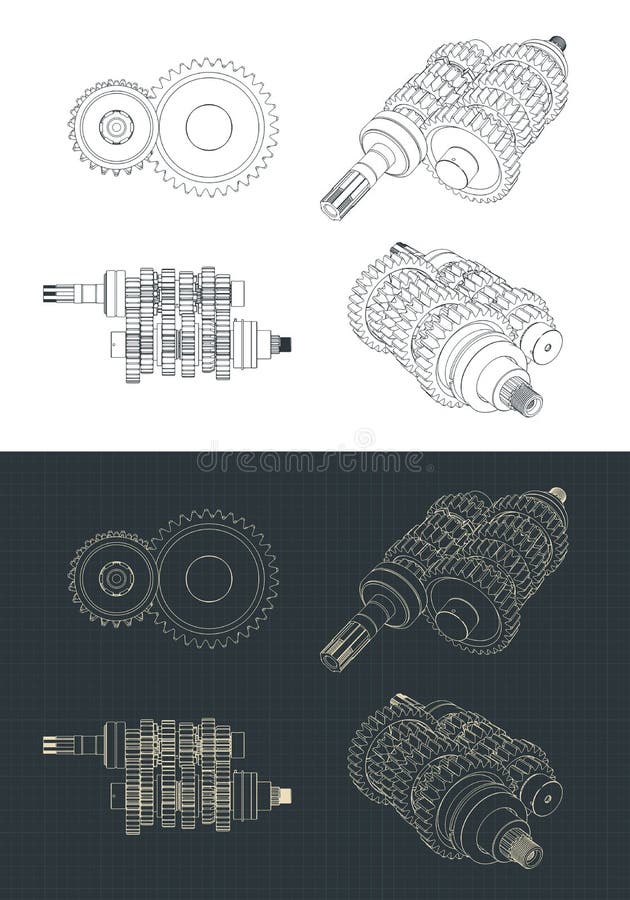 Bicycle Transmission System Drawings Stock Vector - Illustration of ...