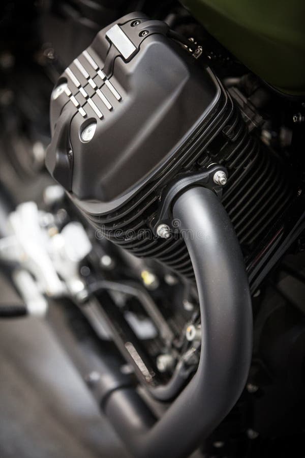 Motorcycle V Twin engine stock photo. Image of detail - 120779820