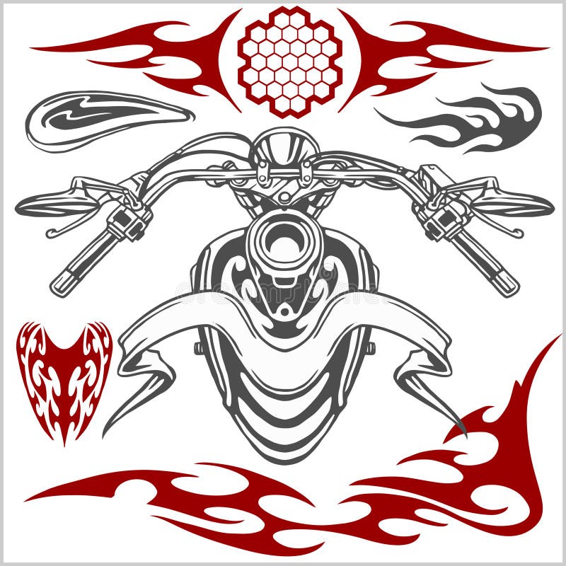 Motorcycle Vector Elements Set Stock Vector - Illustration of chopper ...