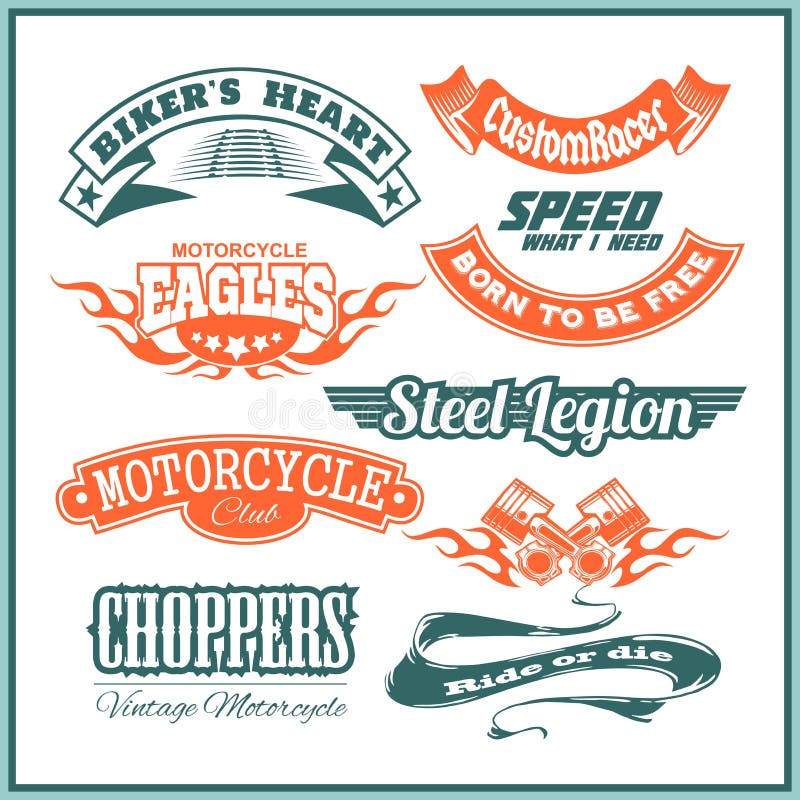 Motorcycle Vector Set with Vintage Custom Logos, Badges, Design ...
