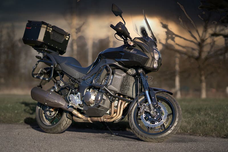 Motorcycle View at the Dramatic Sunset Editorial Image - Image of view ...