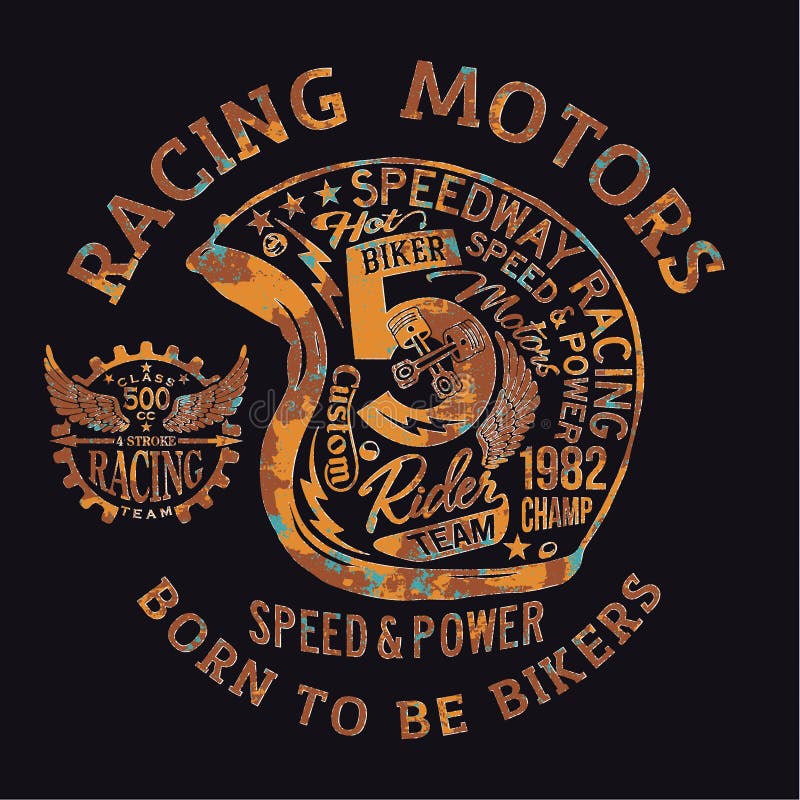 Motorcycle Vintage Speedway Racing Team Helmet Stock Vector ...