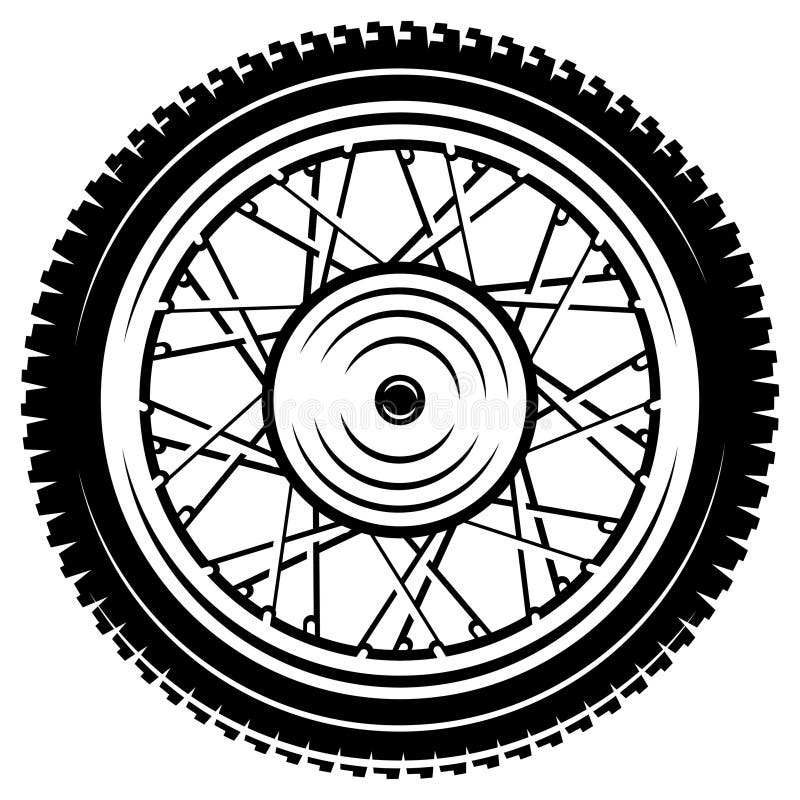 Motorcycle Vintage Wheel. Vector Monochrome Template Stock Vector ...