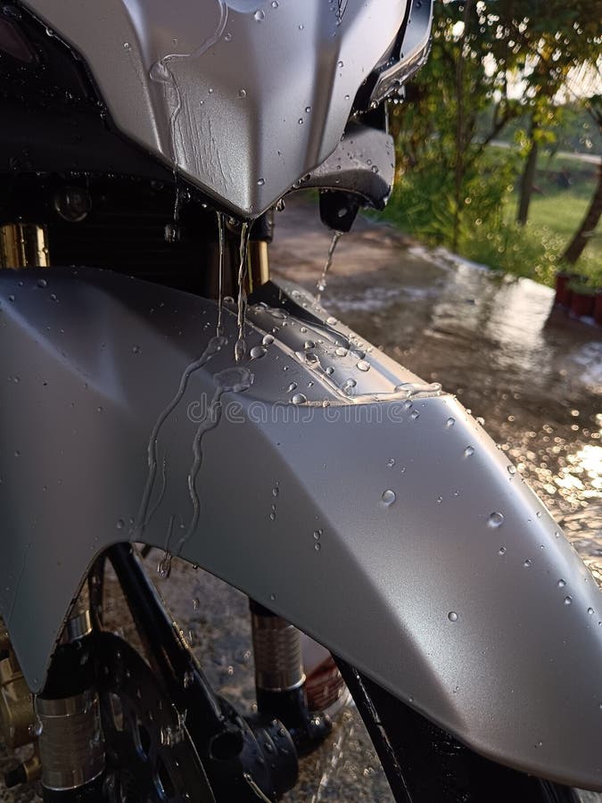 Motorcycle with water drop stock image. Image of water - 369301893