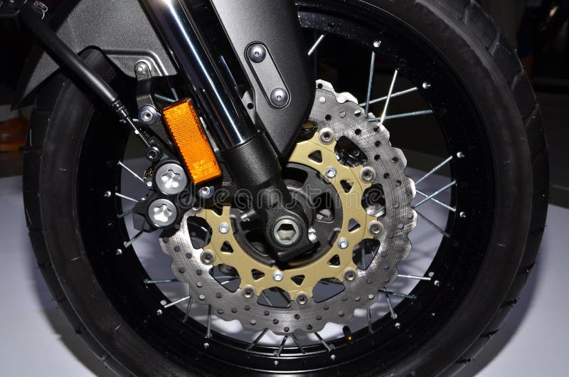 Motorcycle Wheel with Disc Brake. Stock Photo - Image of brakes, rubber ...