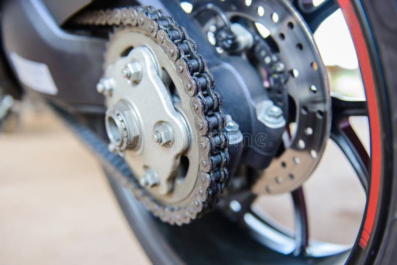 Motorcycle Wheel and Drive-chain and Brake Stock Photo - Image of metal ...
