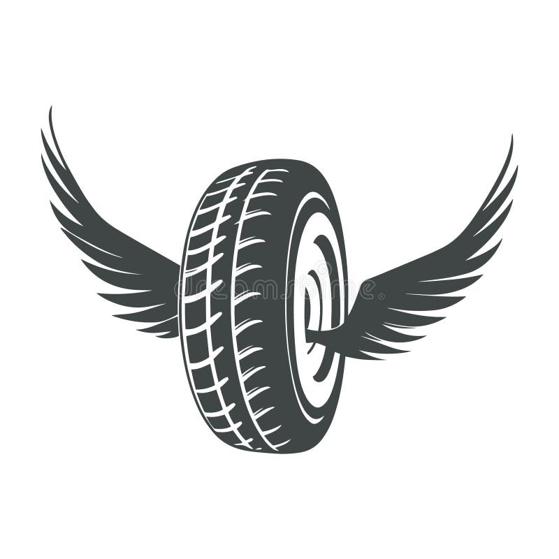 Motorcycle Wheel with Wings Vector Art Illustration Stock Vector ...
