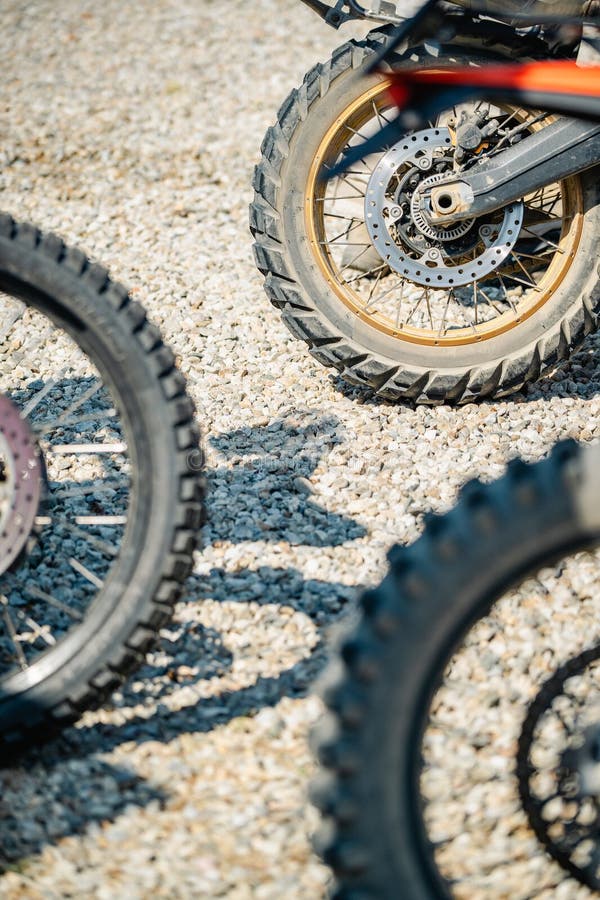 Motorcycle Wheels with Off Road Tires Stock Image - Image of motorcycle ...