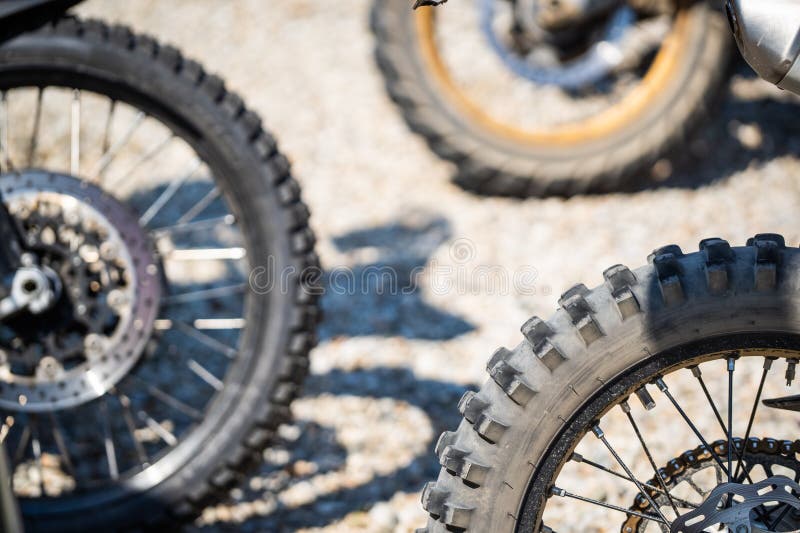 Motorcycle Wheels with Off Road Tires Stock Image - Image of rubber ...