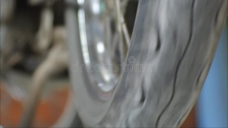 Motorcycle Wheels that Spin, Rotation of the Gear and Chain Stock ...