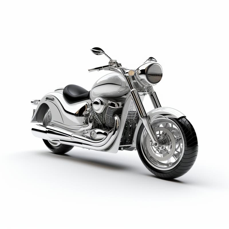Sleek Gray Motorcycle on White Background - Chrome-plated Style Stock ...