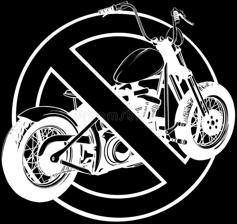 Motorcycle in White Line on Black Background Stock Illustration ...