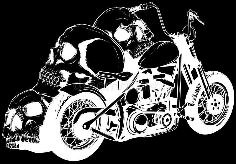 Motorcycle in White Line on Black Background Stock Image - Image of ...