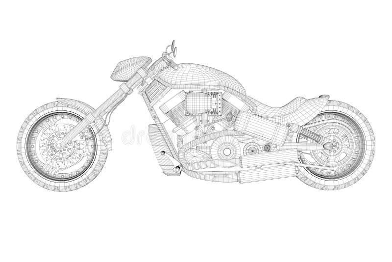 Motorcycle Wireframe From Black Lines Isolated On White Background ...
