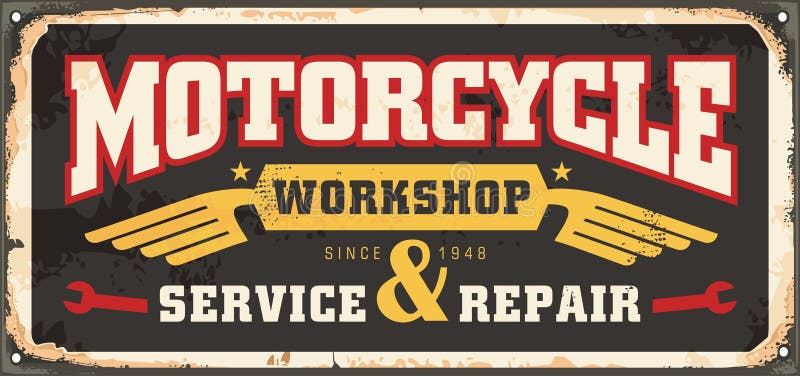 Motorcycle Workshop Vintage Sign Stock Vector - Illustration of ...