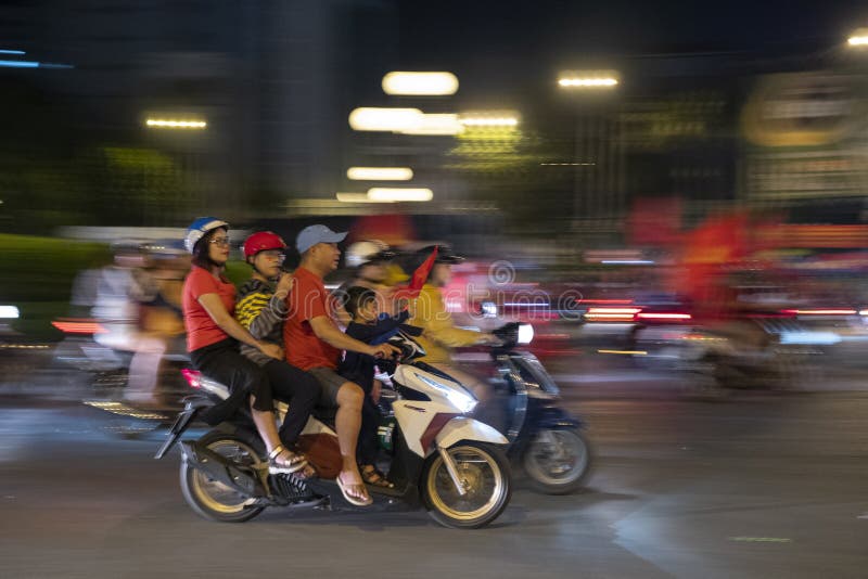 Motorcycles Go Forward at Night Editorial Stock Photo - Image of ...