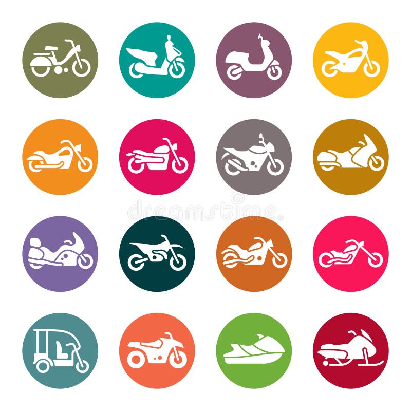 Motorcycle icon set stock vector. Illustration of collection - 97214504