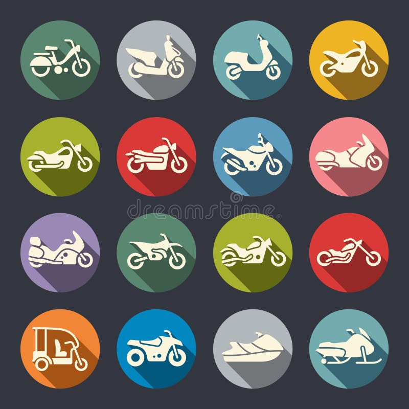 Motorcycles icon set stock vector. Illustration of black - 97214727