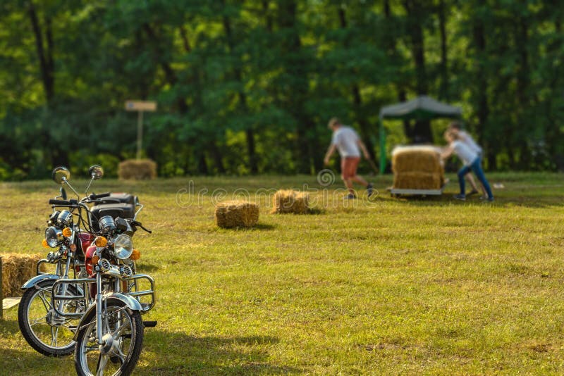 Motorcycles Parked in the Field Stock Image - Image of outdoor ...