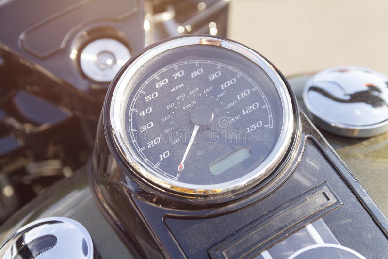 Motorcycles Retro Speedometer Close-up Stock Photo - Image of ...