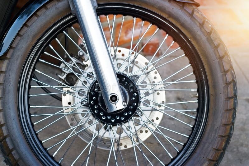 Motorcycles Wheel on the Street Stock Image - Image of motorcyclist ...