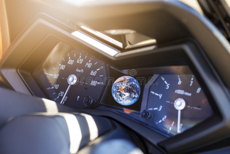 Motorcycling Concepts. Modern Motorcycle Dashboard Panel with Two ...