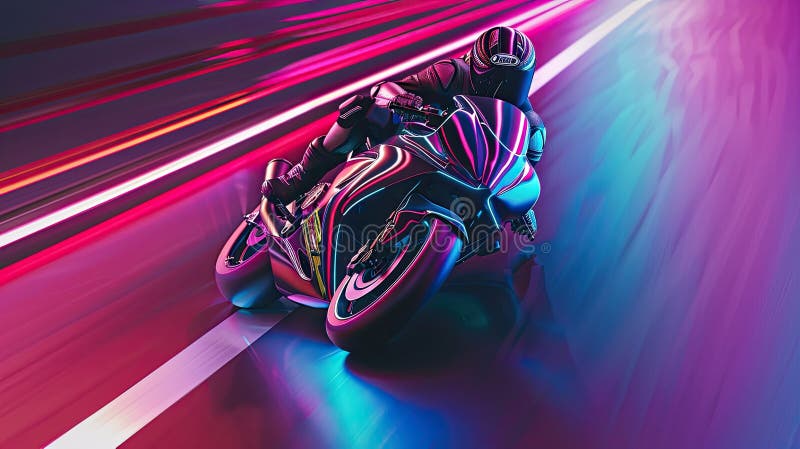 A Motorcyclist Falling at Speed in a Neon Light. the Danger of High ...