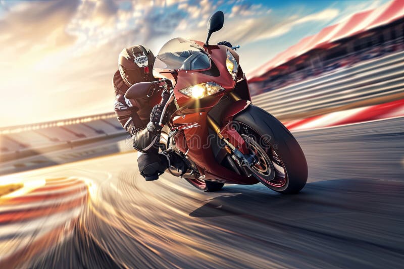 A Motorcyclist Leans into a Sharp Turn on a Racetrack, Showcasing the ...