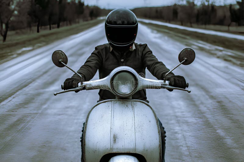 Motorcyclist on a Motorcycle on the Road. Toned. Stock Illustration ...