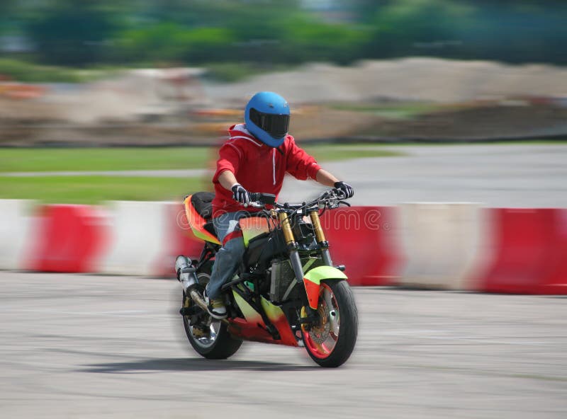 Motorcyclist Rushes on Motorcycle Stock Photo - Image of cross ...