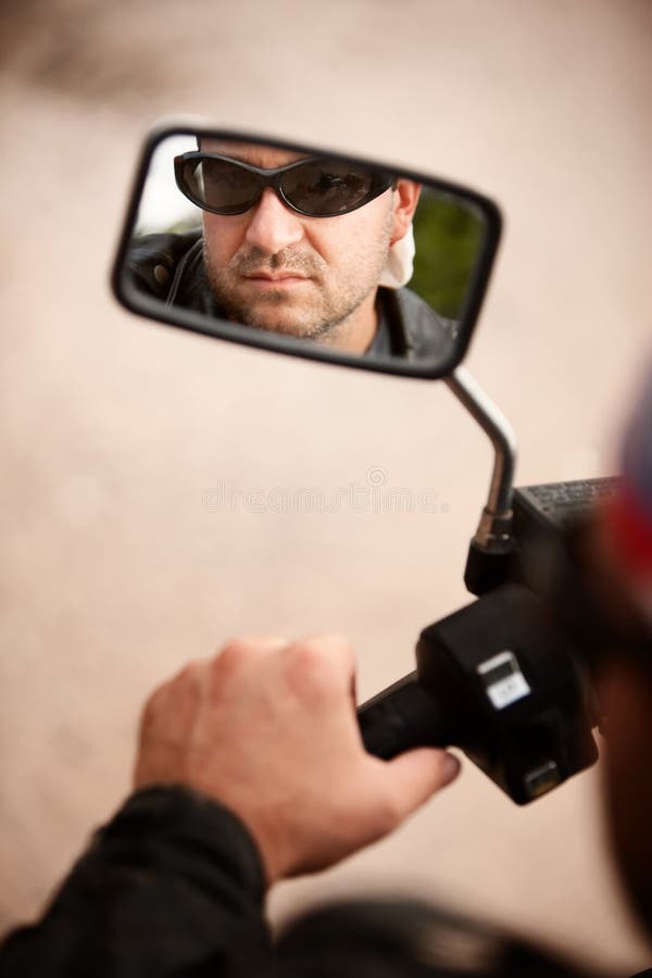 Motorcyclist Reflection stock photo. Image of stubble - 11028614