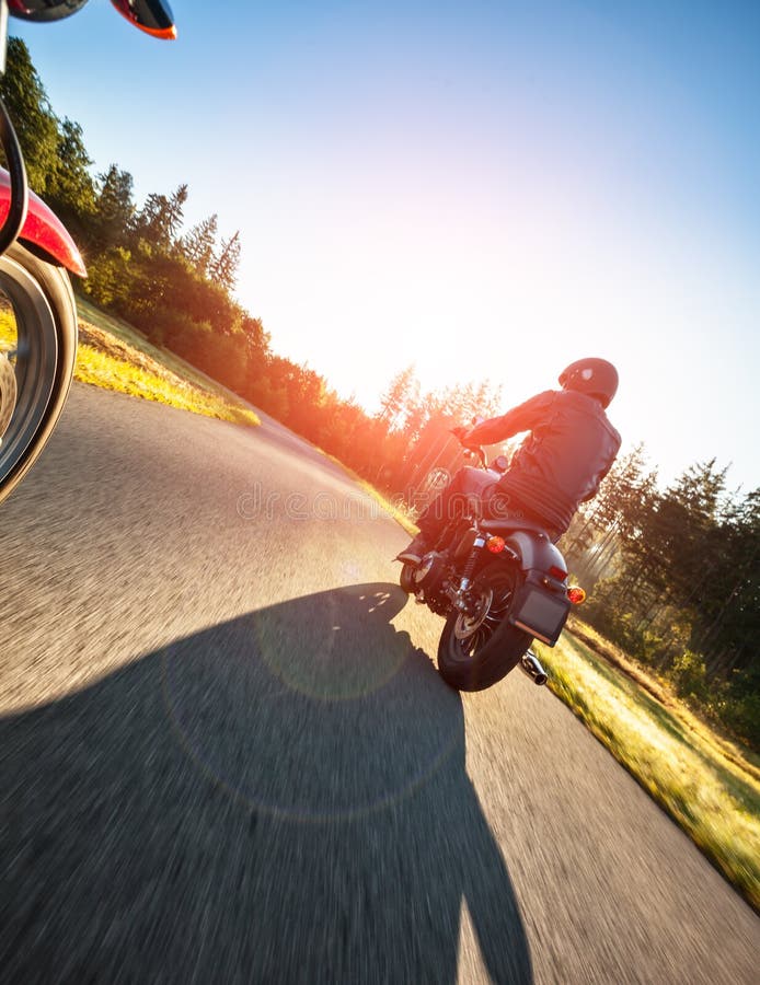 Motorcyclist Riding Chopper on a Road Stock Photo - Image of adventure ...