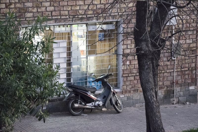 Motorcyrcle and Window Urban Scene Editorial Stock Image - Image of ...