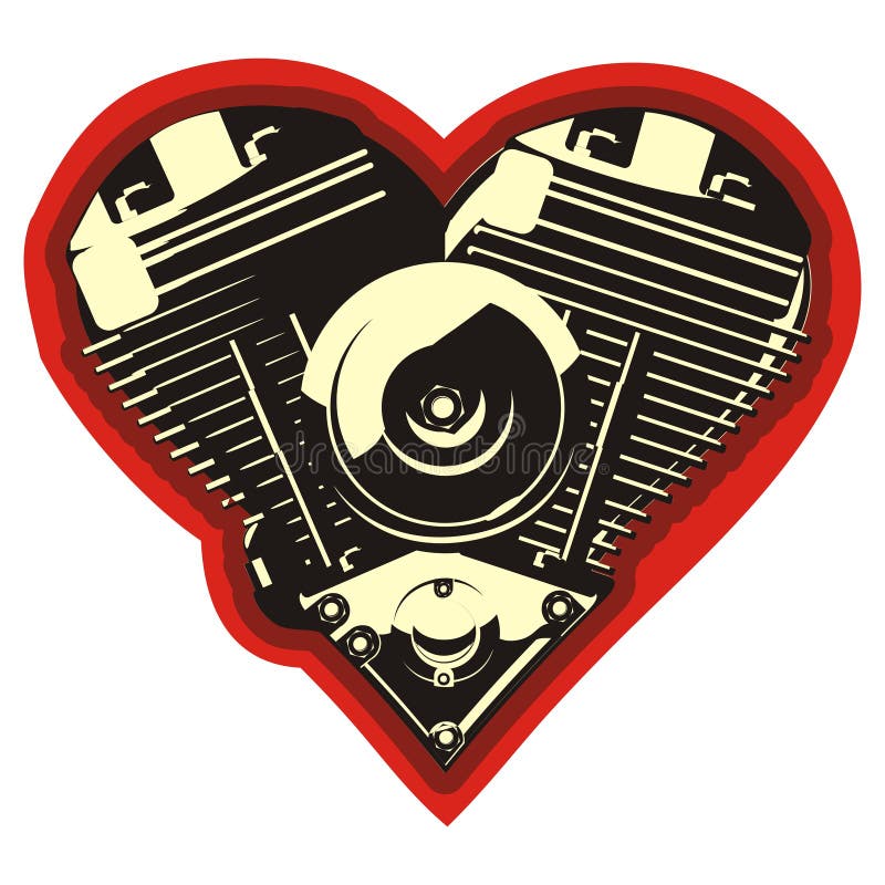 Vector Il Retro Cuore Del Motore Sul Nero Illustrazione Vettoriale ...