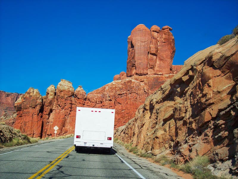 Motorhome at Arches National Park Stock Photo - Image of western ...